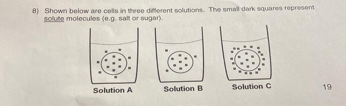 Shown below are cells in three different solutions. | Chegg.com