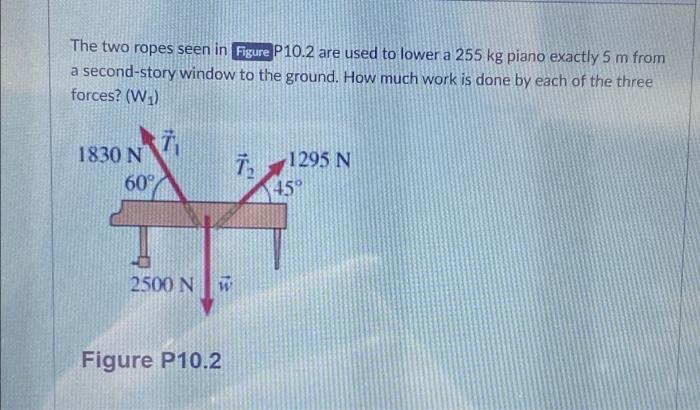 Solved The two ropes seen in Figure P10.2 are used to lower | Chegg.com