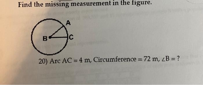 Solved Find the missing measurement in the figure. 20) | Chegg.com