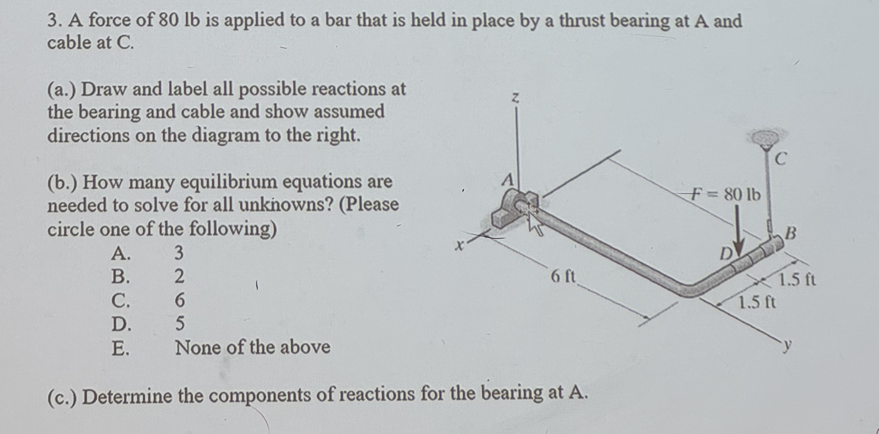 Solved A force of 80 ﻿lb is applied to a bar that is held in | Chegg.com