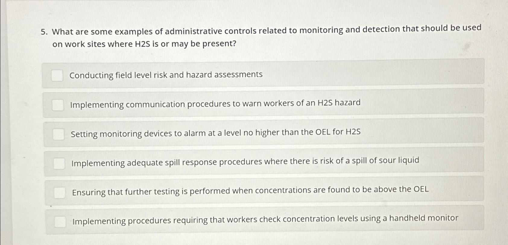 Solved What are some examples of administrative controls | Chegg.com