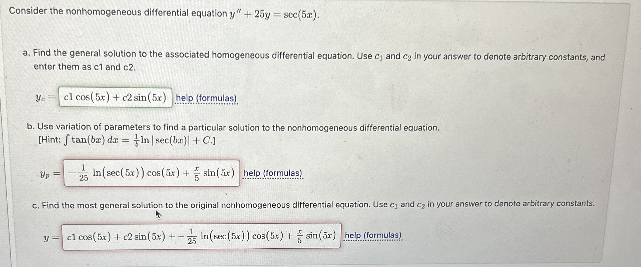 Consider the nonhomogeneous differential equation | Chegg.com