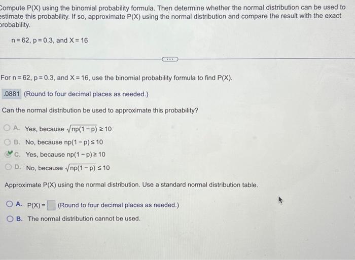 Solved Compute P(X) using the binomial probability formula. | Chegg.com