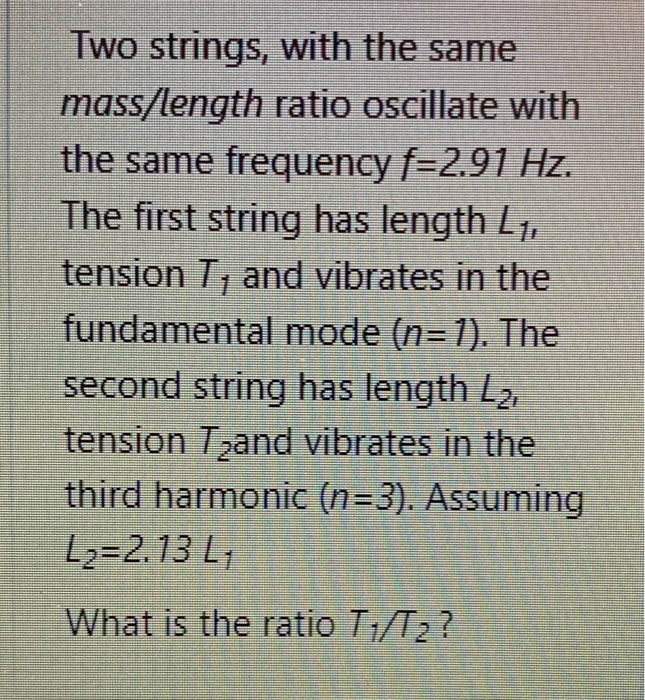 Solved Two strings, with the same mass/length ratio | Chegg.com