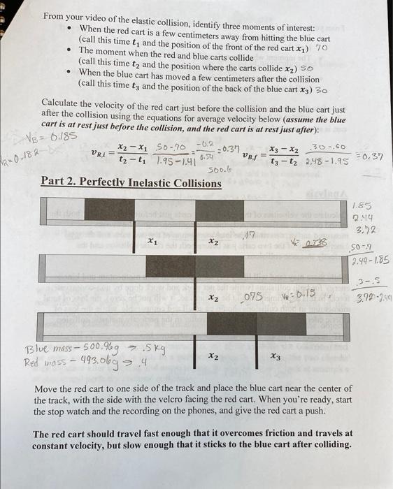 Solved From your video of the elastic collision, identify | Chegg.com