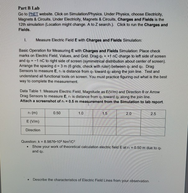 Solved Part B Lab Go to PhET website. Click on | Chegg.com