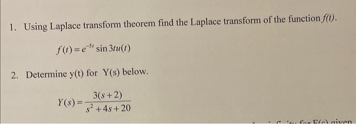 Solved 1. Using Laplace transform theorem find the Laplace | Chegg.com