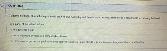 Solved D Question 3 California no longer allows the | Chegg.com Solved D Question 3 California no longer allows the | Chegg.com