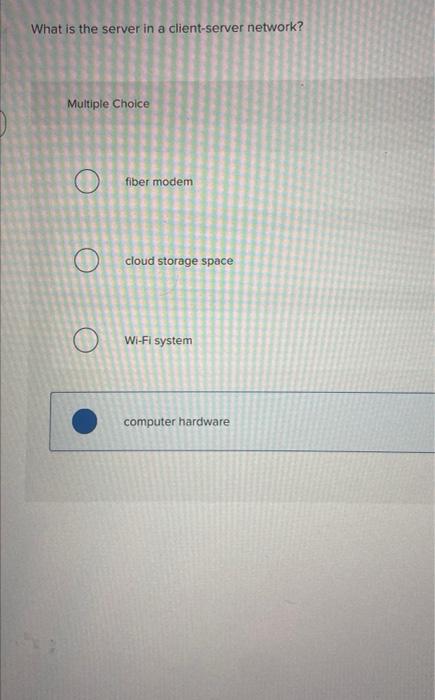 Solved What is the server in a client-server network? | Chegg.com