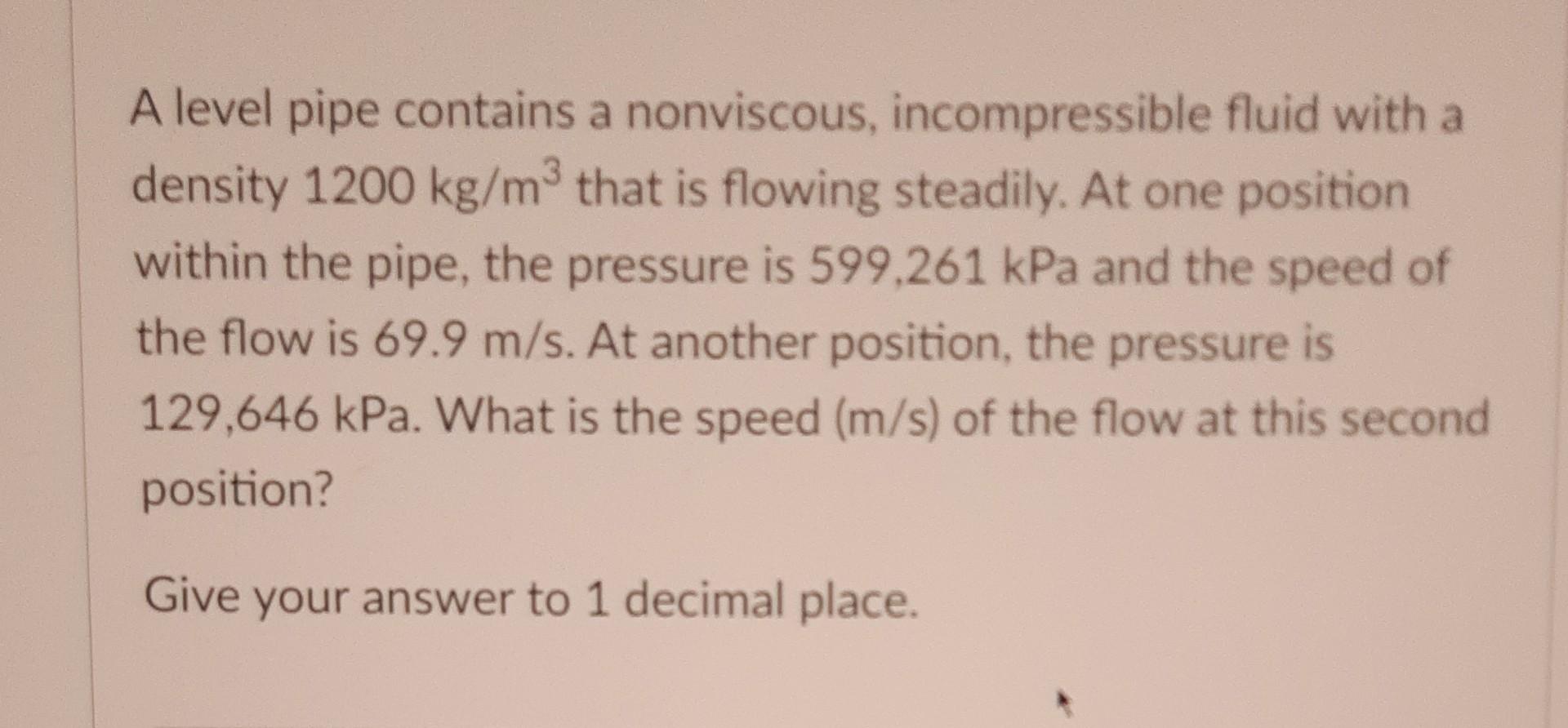 Solved A level pipe contains a nonviscous, incompressible | Chegg.com