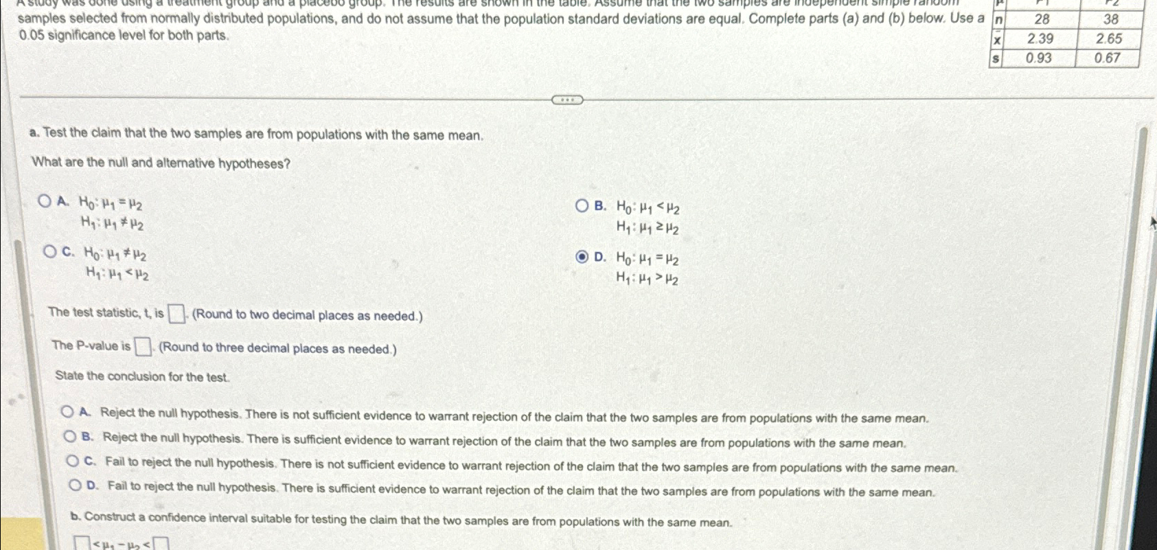 Solved samples selected from normally distributed | Chegg.com