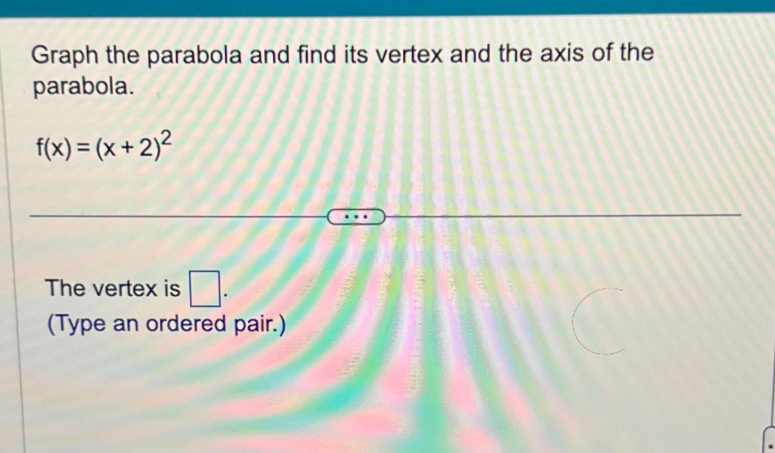 Solved Graph the parabola and find its vertex and the axis | Chegg.com