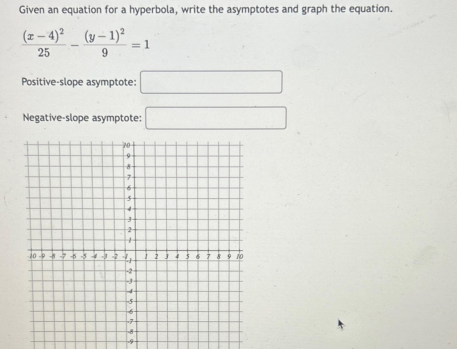 Solved Given an equation for a hyperbola, write the | Chegg.com
