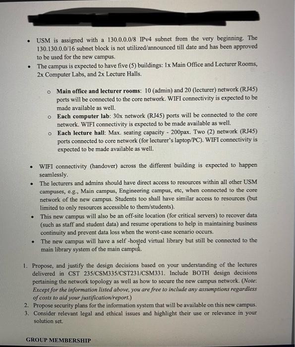 Solved INFORMATION SECURITYUniversiti South Major (USM) has | Chegg.com