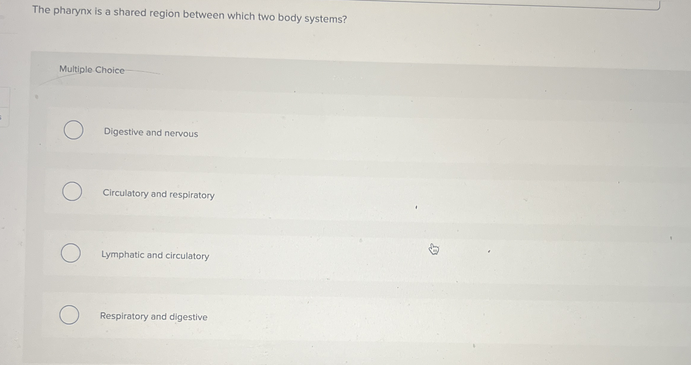 Solved The pharynx is a shared region between which two body | Chegg.com