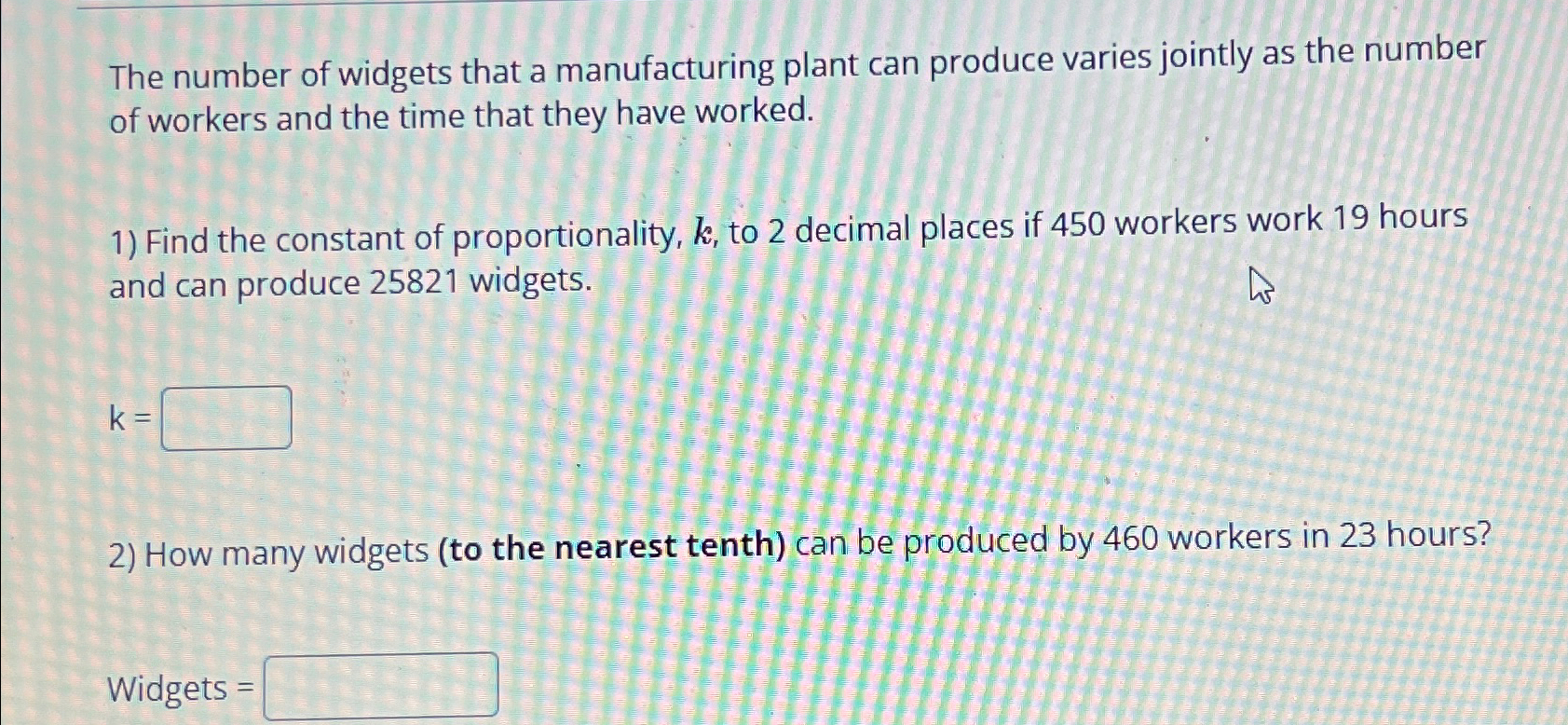 Solved The number of widgets that a manufacturing plant can | Chegg.com