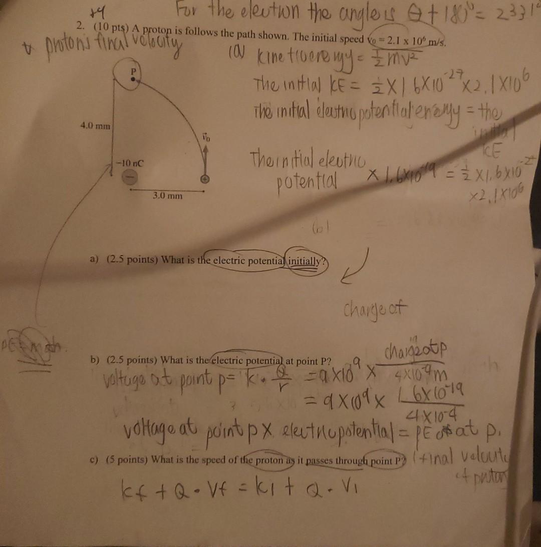 Solved 2. (10pts)A proton is follows the path shown. The | Chegg.com