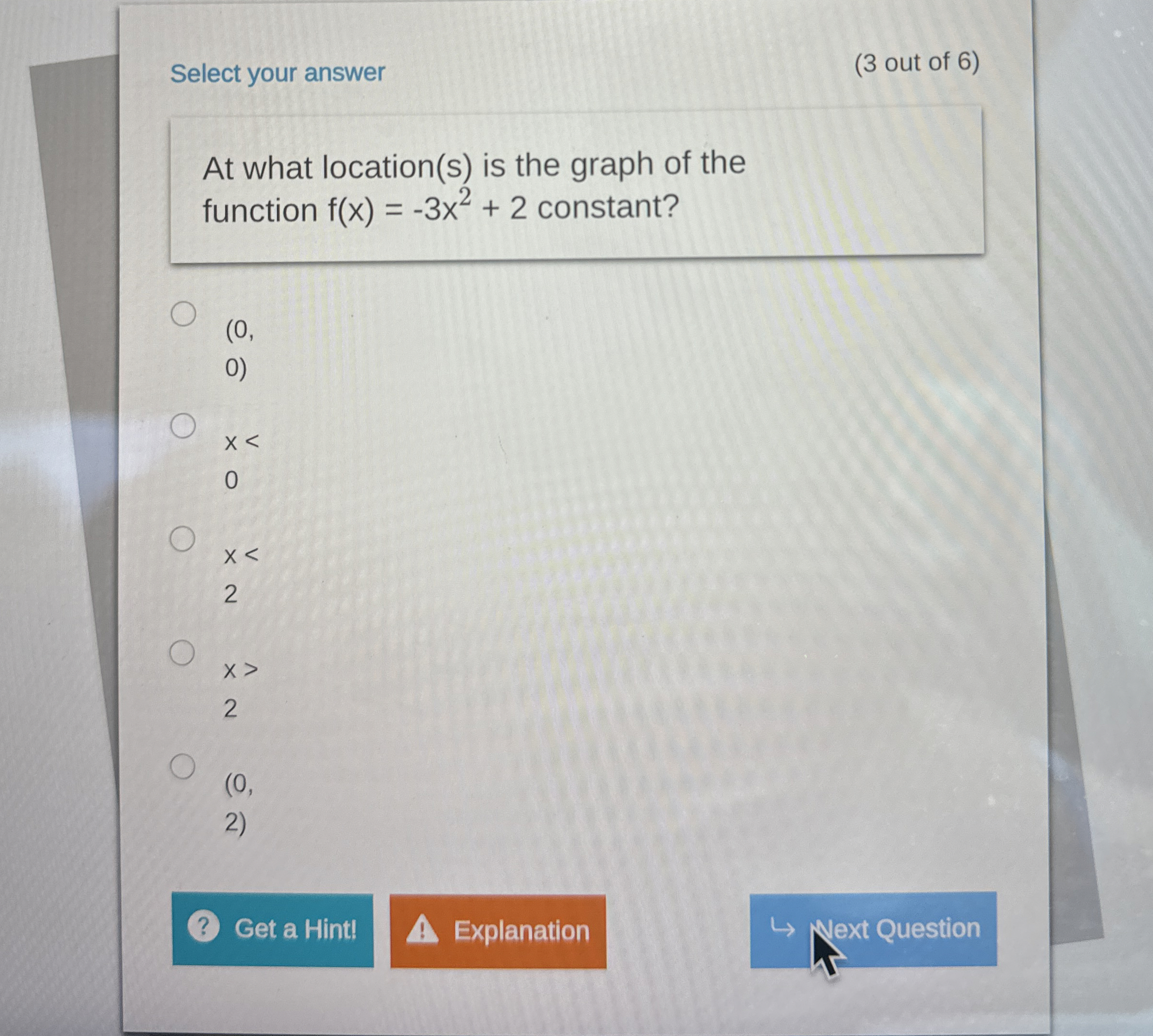 Solved Select your answer(3 ﻿out of 6 )At what location(s) | Chegg.com