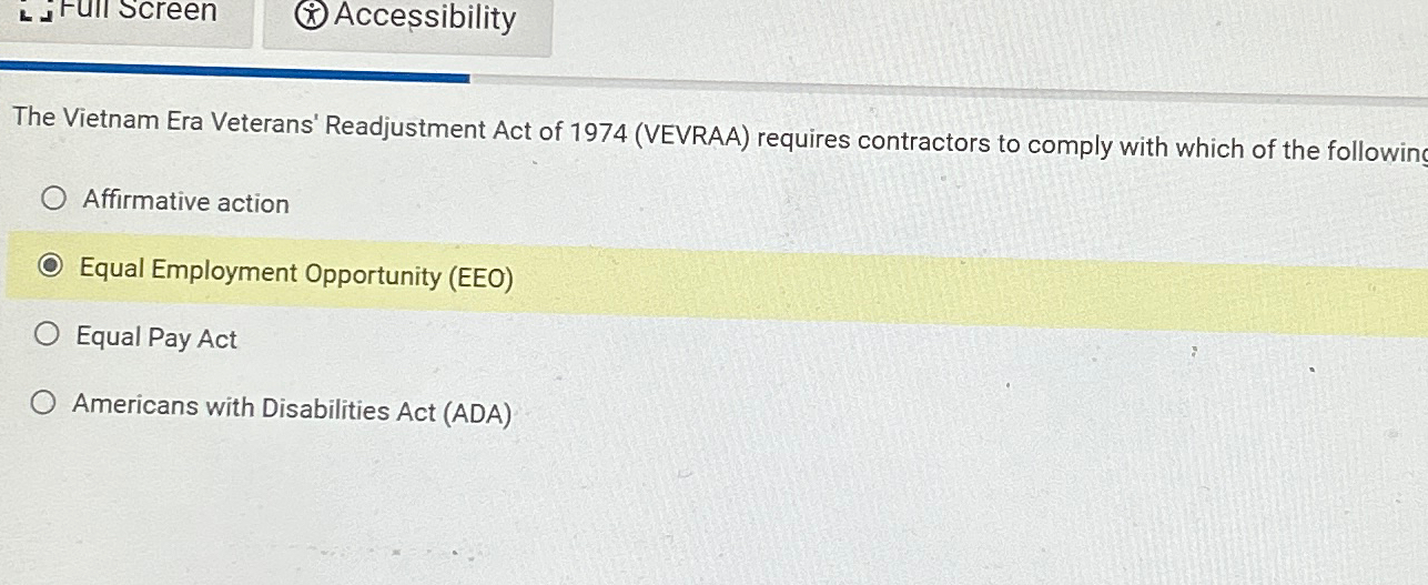 Solved The Vietnam Era Veterans' Readjustment Act of | Chegg.com