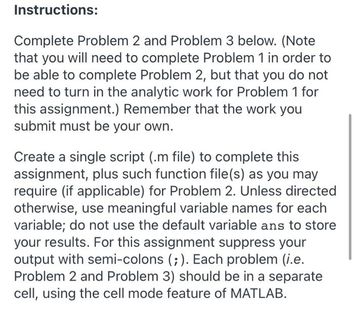 Solved Instructions: Complete Problem 2 and Problem 3 below. | Chegg.com
