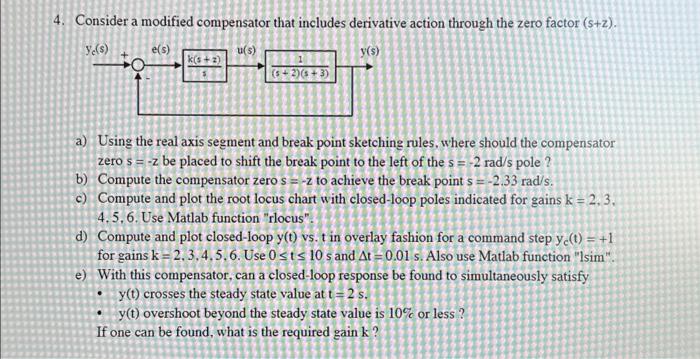 Consider a modified compensator that includes | Chegg.com