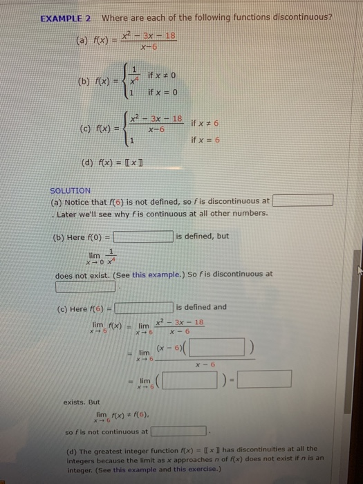 Solved EXAMPLE 2 Where are each of the following functions | Chegg.com