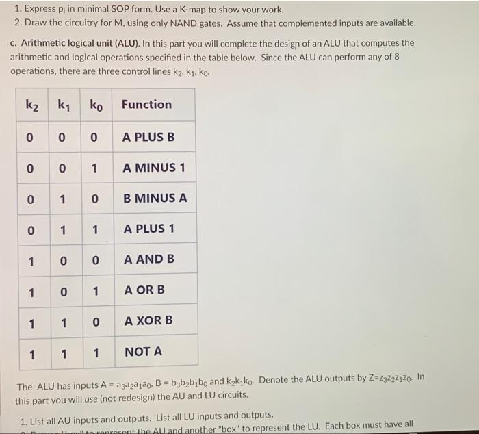 Solved 1. Design of an arithmetic logical unit In this | Chegg.com Solved 1. Design of an arithmetic logical unit In this | Chegg.com