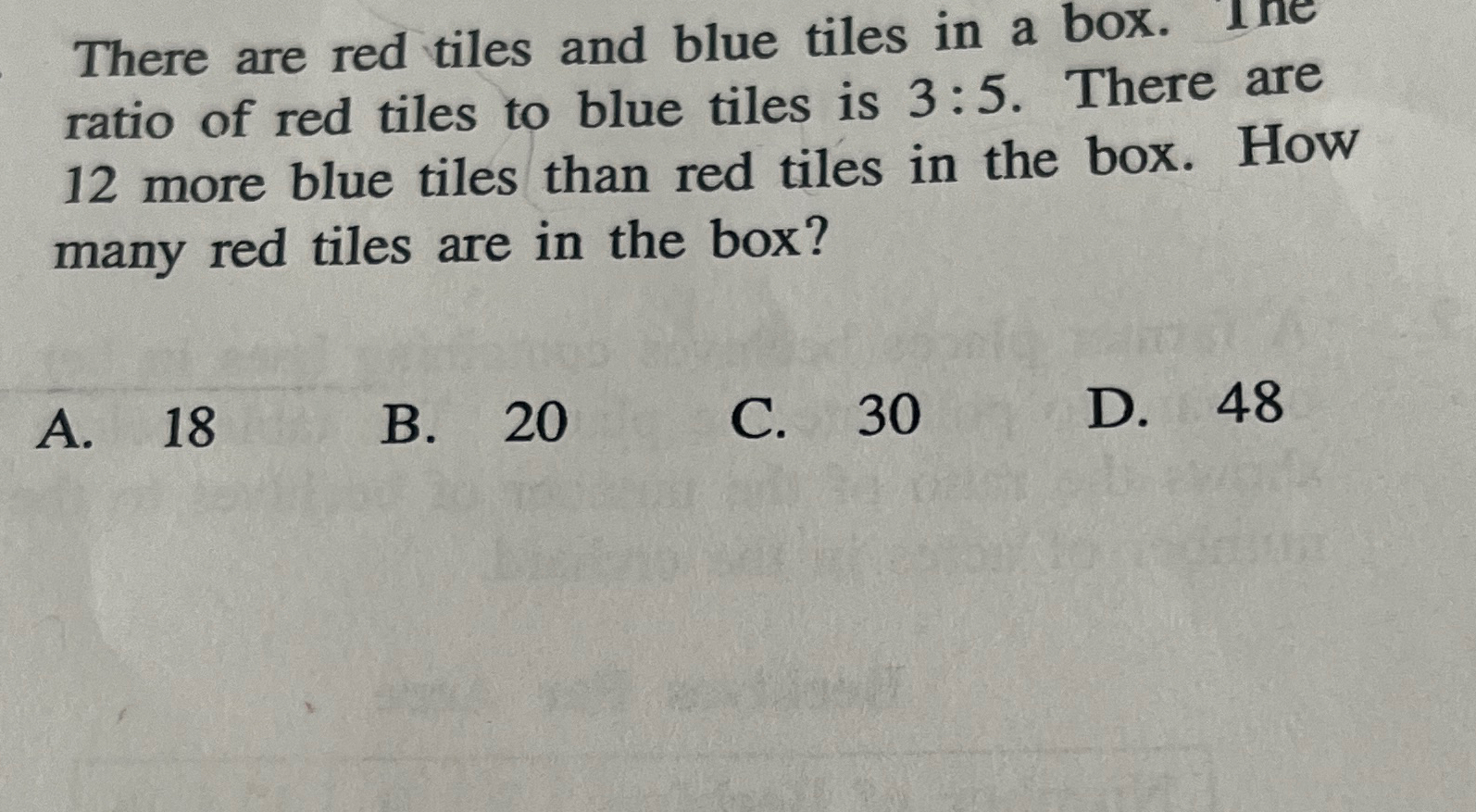 Solved There are red tiles and blue tiles in a box. ratio of | Chegg.com