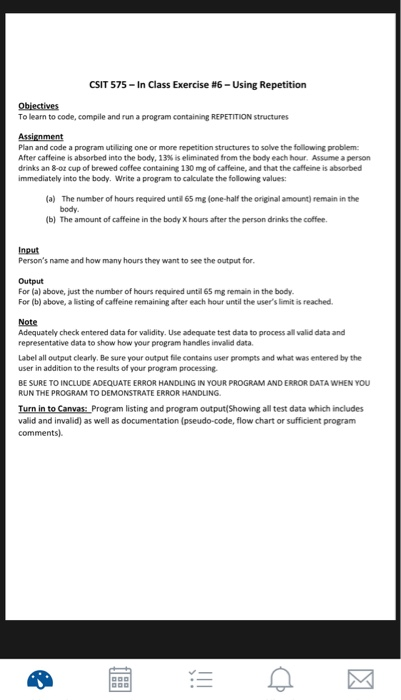 Solved CSIT 575 - In Class Exercise #6 -Using Repetition | Chegg.com