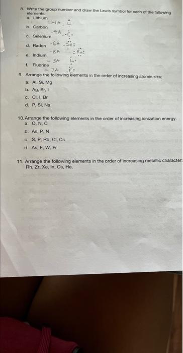 Solved B. Write the group nurrber and draw the Lewis wymbol | Chegg.com