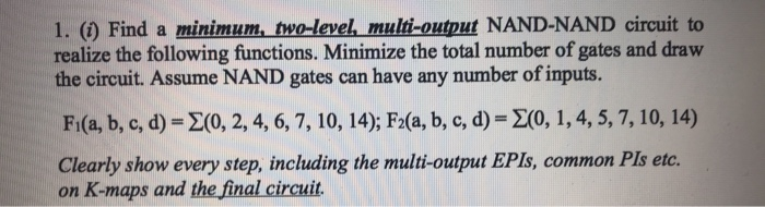 Solved 1. (i) Find a minimum, two-level, multi-output | Chegg.com