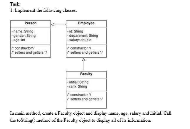 Solved Task: 1. Implement the following classes: In main | Chegg.com