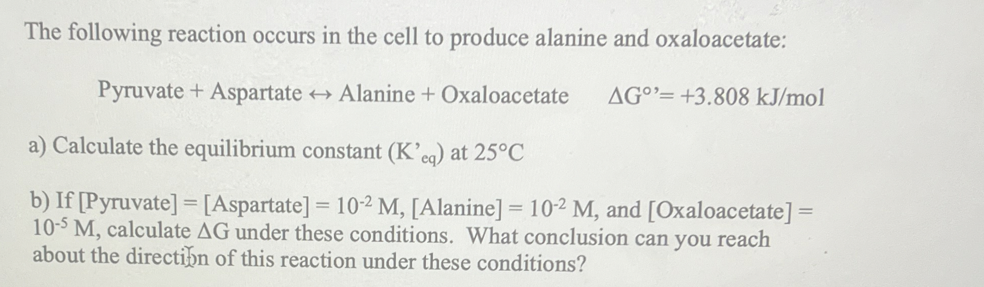 Solved The following reaction occurs in the cell to produce | Chegg.com