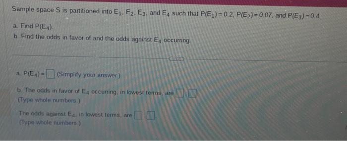 Solved Sample space S is partitioned into E1,E2,E3, and E4 | Chegg.com