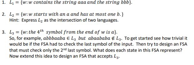 Solved Construct deterministic FSAs for each of the | Chegg.com