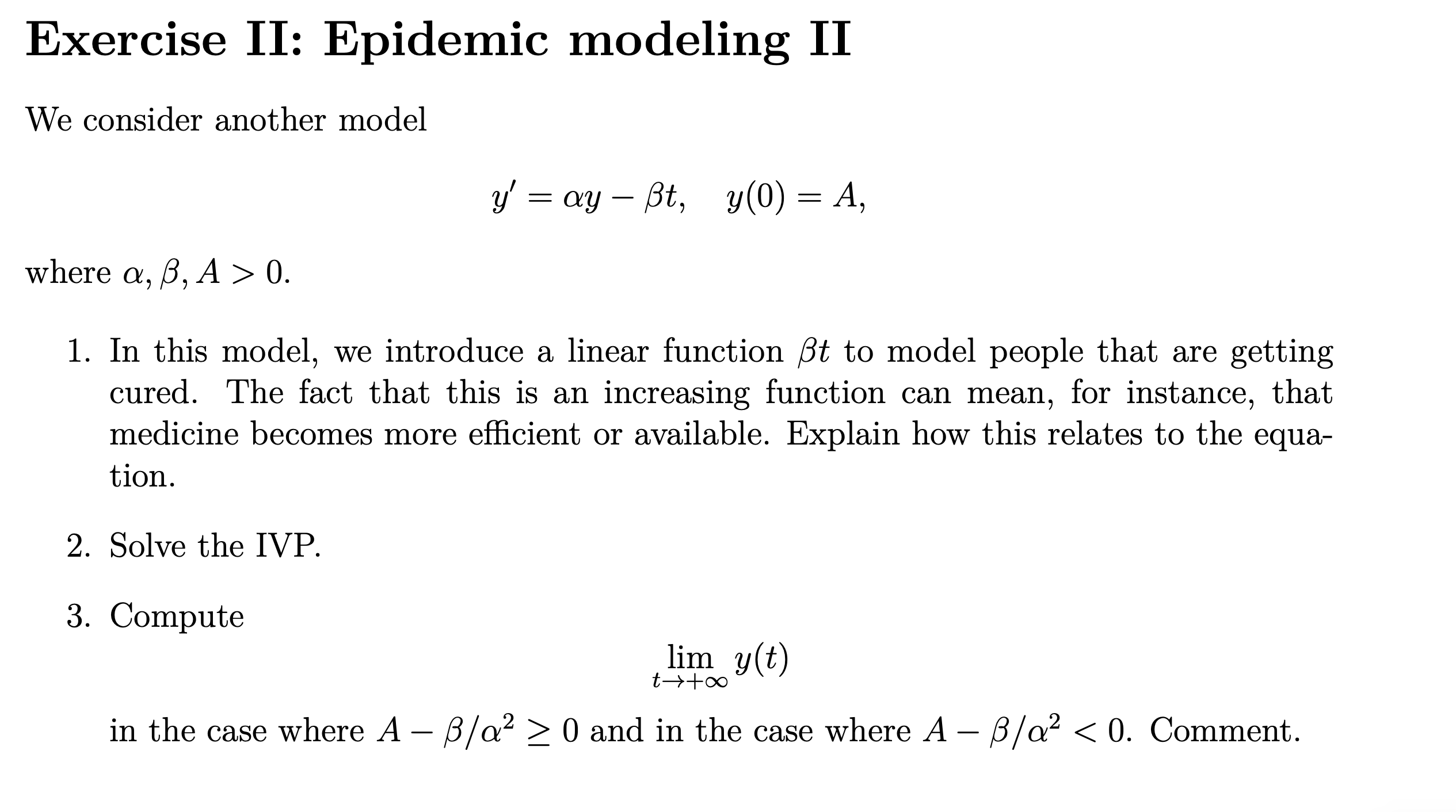 Solved Exercise II: Epidemic modeling IIWe consider another | Chegg.com
