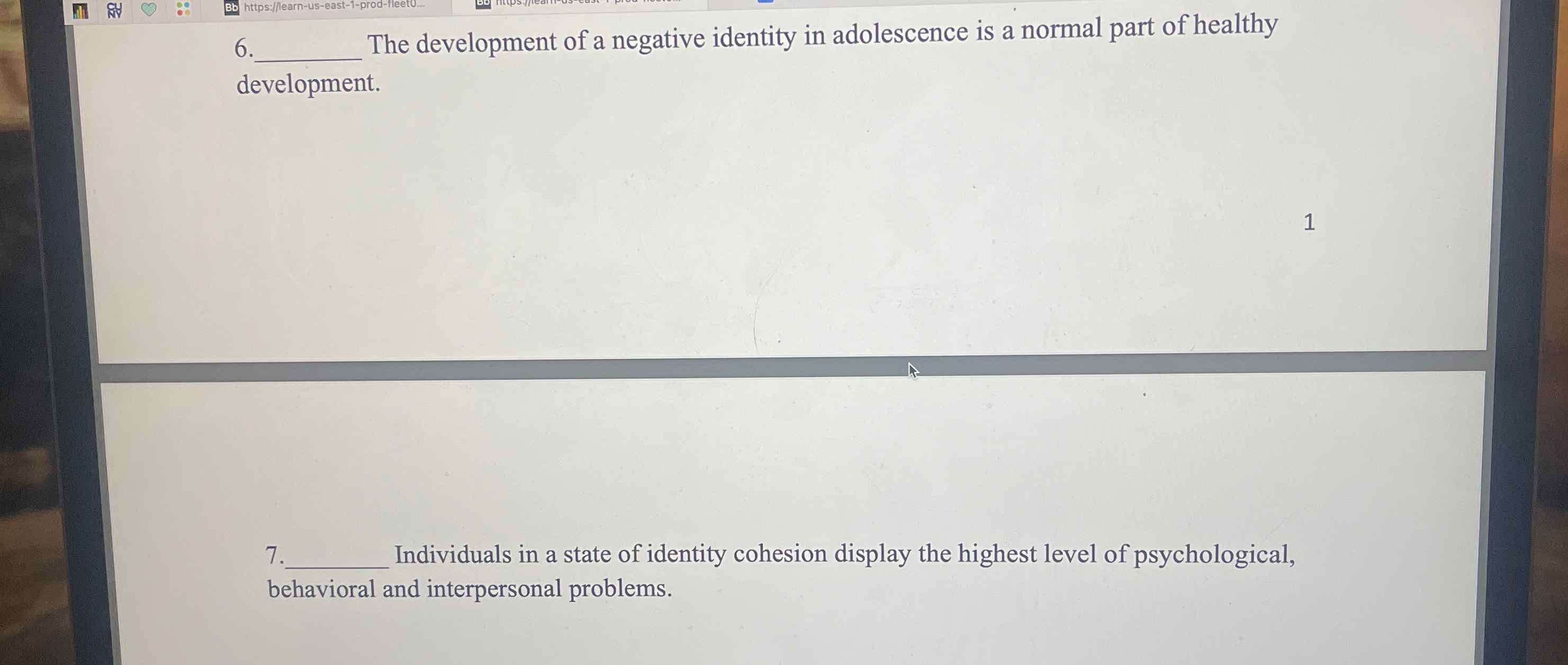 Solved q, ﻿The development of a negative identity in | Chegg.com