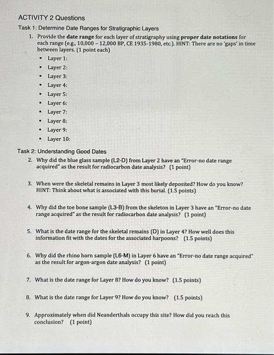 ACTIVITY 2 Questions Task 1: Determine Date Ranges | Chegg.com