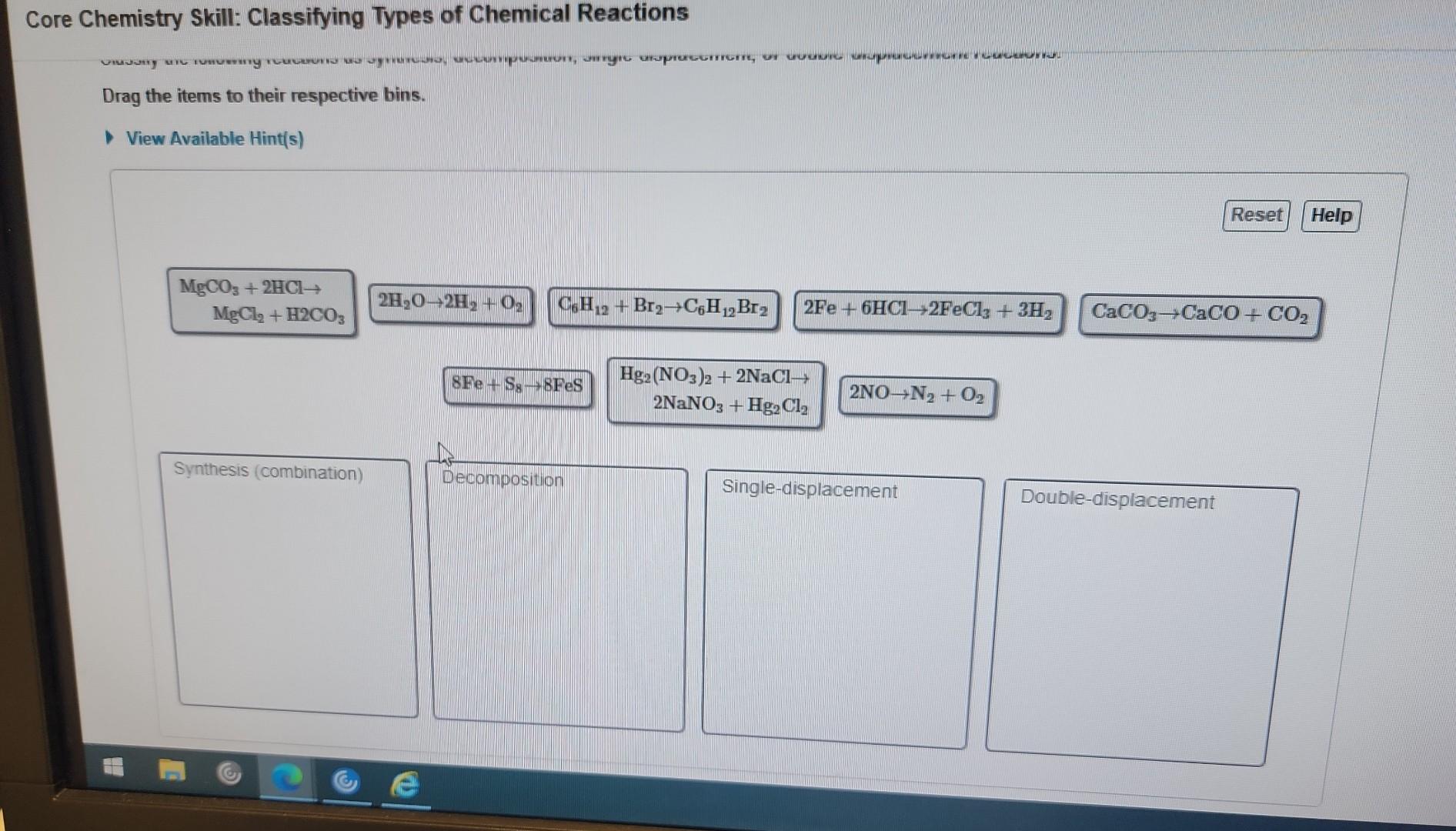 Solved Chemistry Skill: Classifying Types of Chemical | Chegg.com