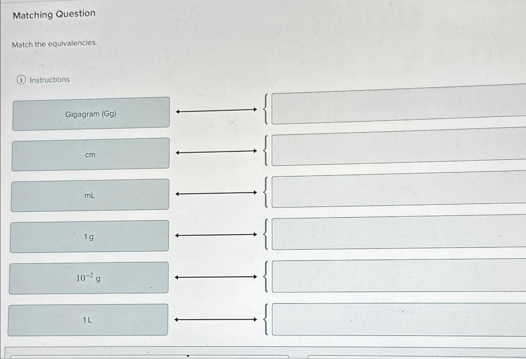 Solved Matching QuestionMatch the equivalencies.(i) | Chegg.com