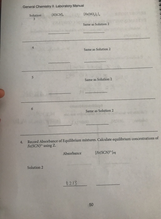 Solved Equilibrium Mixtures 3. Calculate the molarities in | Chegg.com