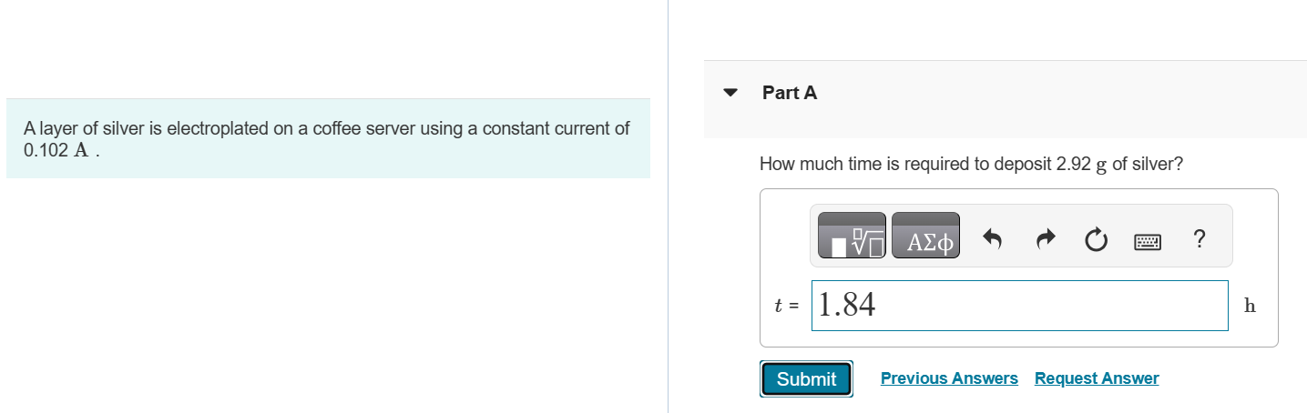 Solved A layer of silver is electroplated on a coffee server | Chegg.com