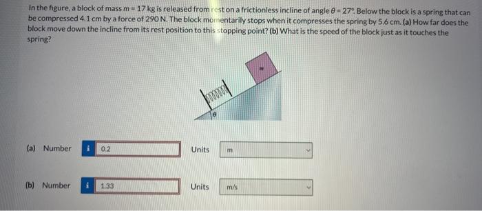 Solved In the figure, a block of mass m=17 kg is released | Chegg.com
