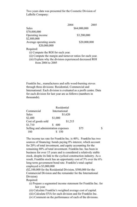 Solved Two years data was presented for the Cosmetic | Chegg.com