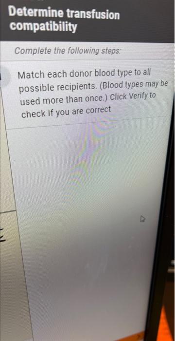 Determine transfusion compatibility Complete the | Chegg.com