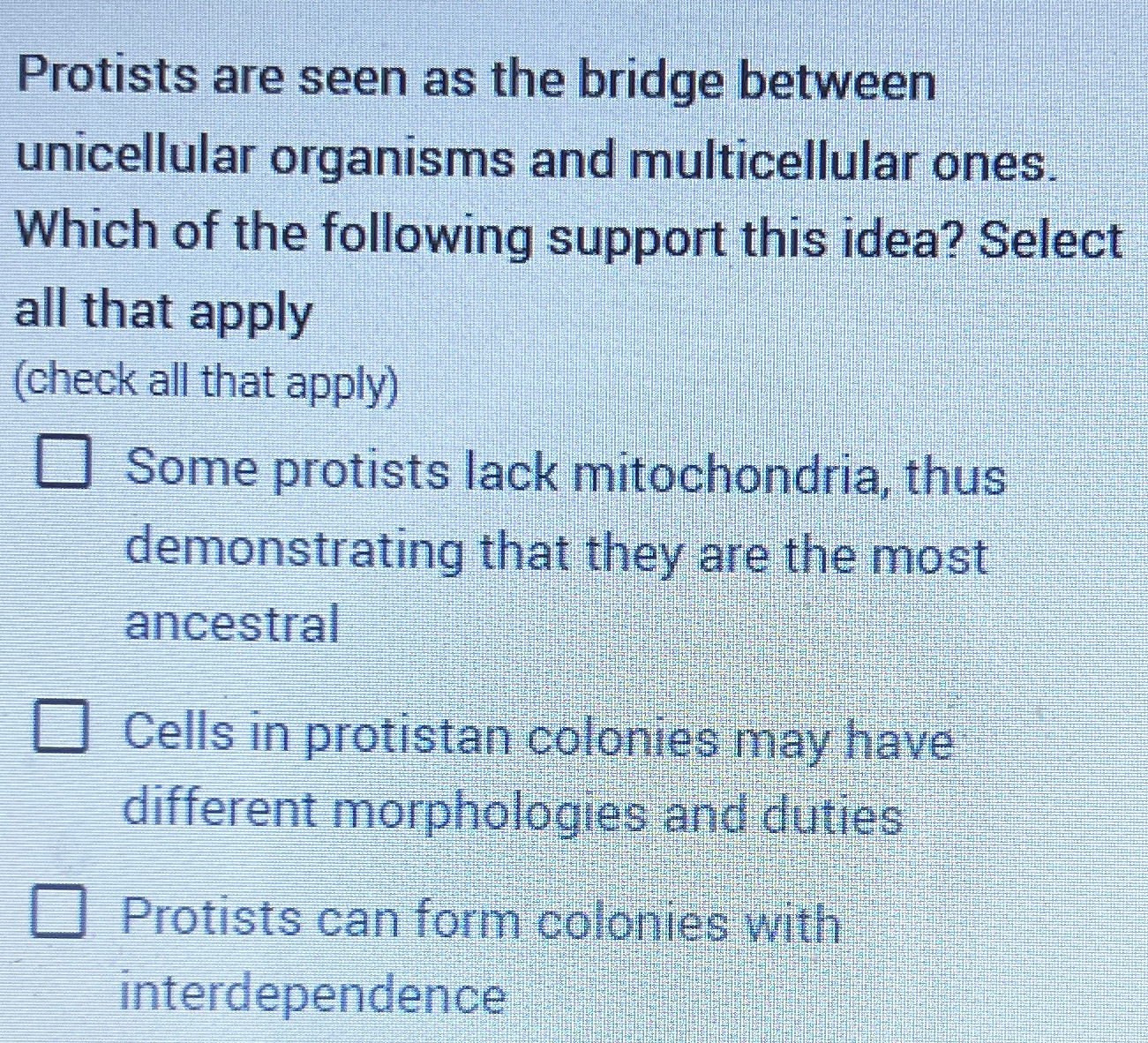 Solved Protists are seen as the bridge between unicellular | Chegg.com