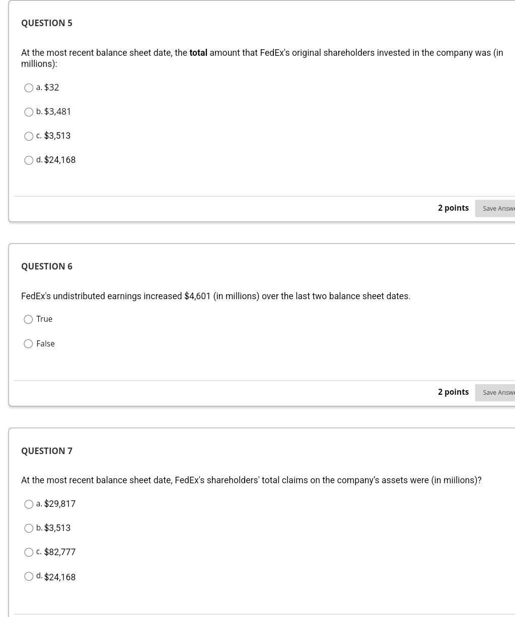 Solved FedEx Corporation FYE 5/3 I/2 I Annual Report Balance | Chegg.com