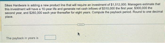 Sikes Hardware is adding a new product line that will | Chegg.com