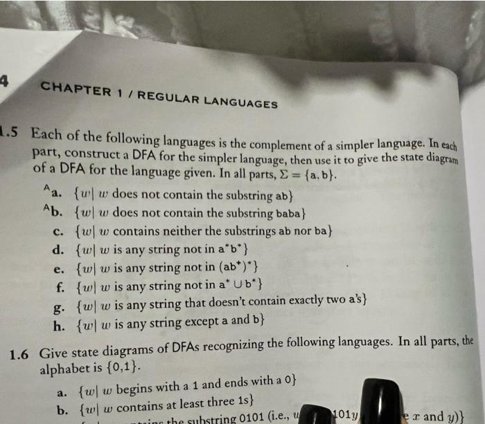 Solved 5 Each of the following languages is the complement | Chegg.com