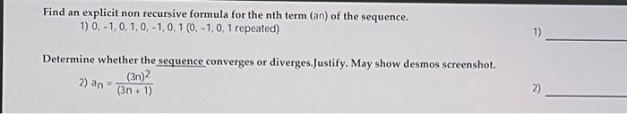 Solved Find an explicit non recursive formula for the nth | Chegg.com